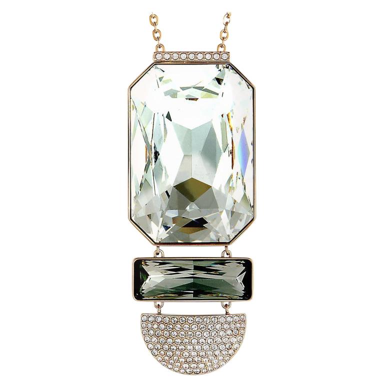 Swarovski Stainless Steel Rose Gold-Plated and Crystal Pendant Long ...