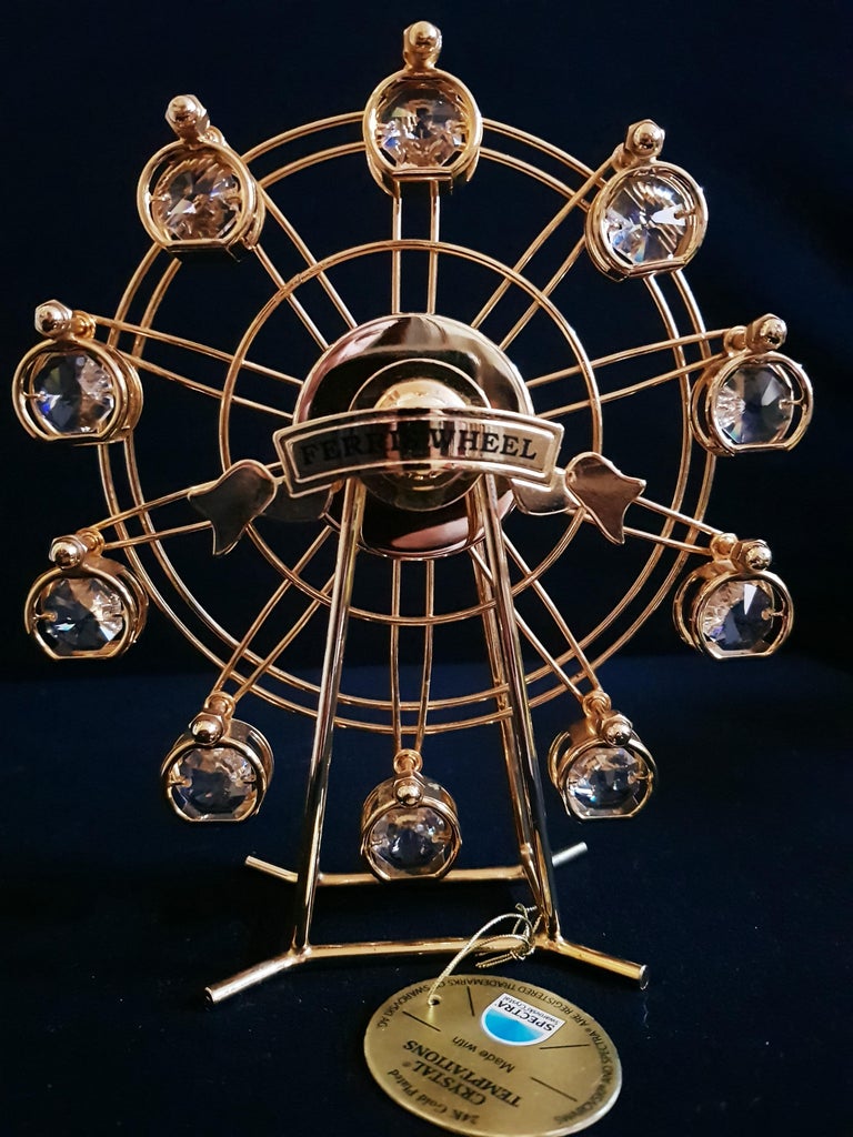 Swarowski Crystal and 24 Kt Gold Plated Carousel at 1stDibs