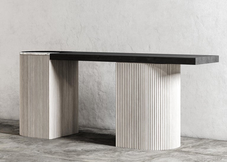 SWAY CONSOLE - Modern Design with Sandy and Ebony Oak, Nero Marquina ...