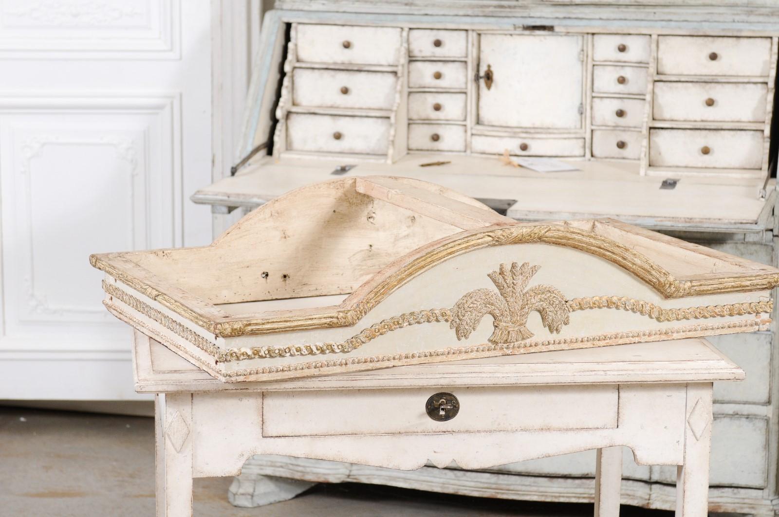 Swedish 1780s Painted Bed Corona with Carved Sheaf of Wheat and ...