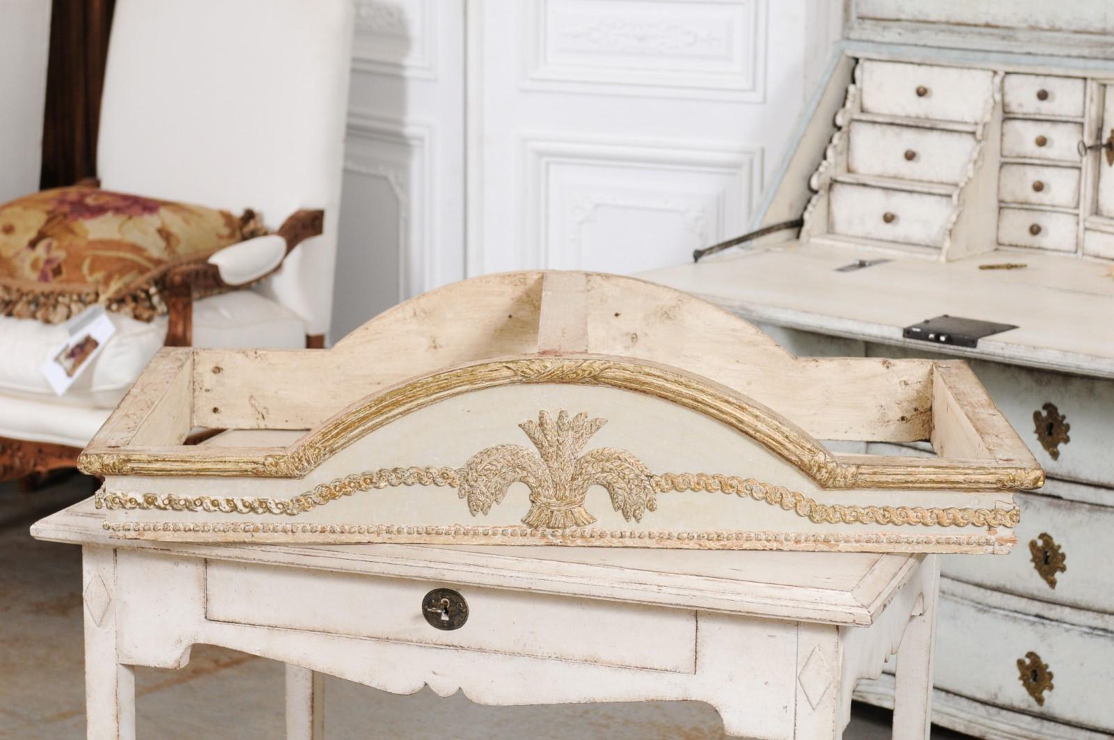Swedish 1780s Painted Bed Corona with Carved Sheaf of Wheat and ...