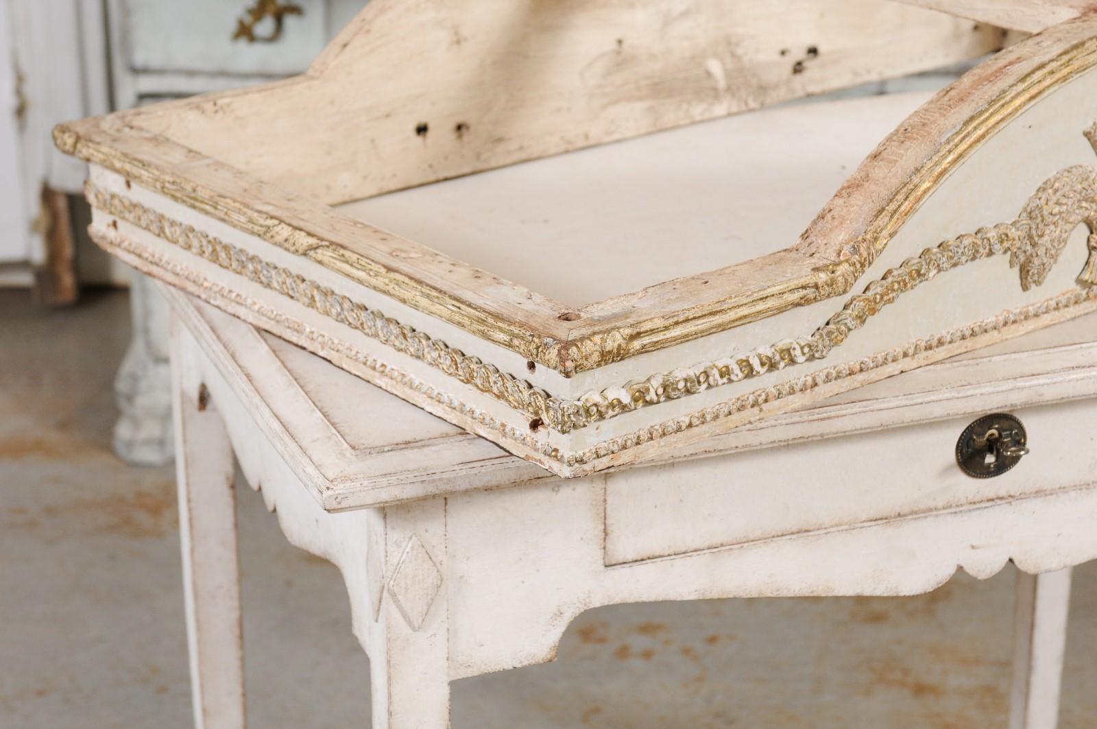 Swedish 1780s Painted Bed Corona with Carved Sheaf of Wheat and ...