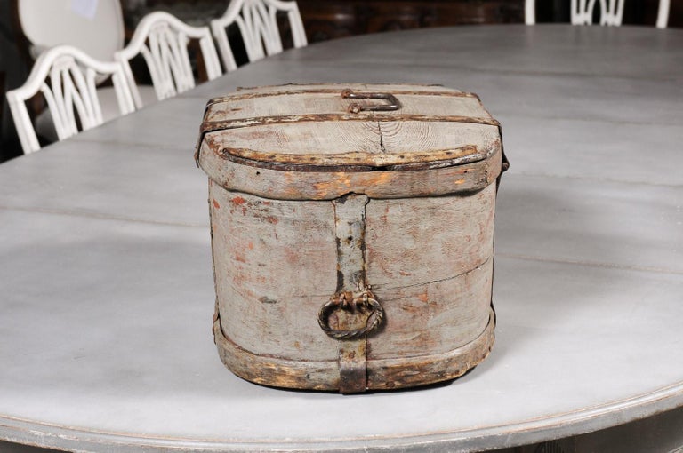 Swedish 1790s Oval Box with Metal Accents and Original Painted Finish ...
