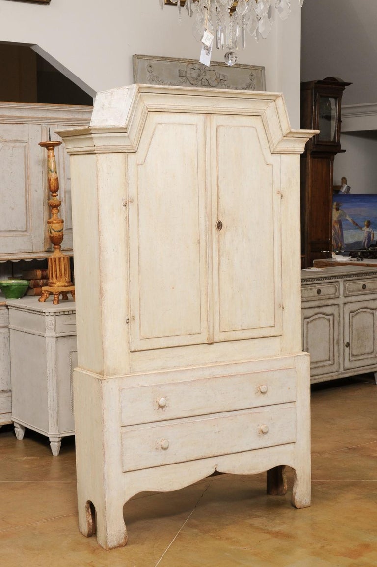 Swedish 1830s Painted Wood Cupboard with Doors, Drawers and Broken ...