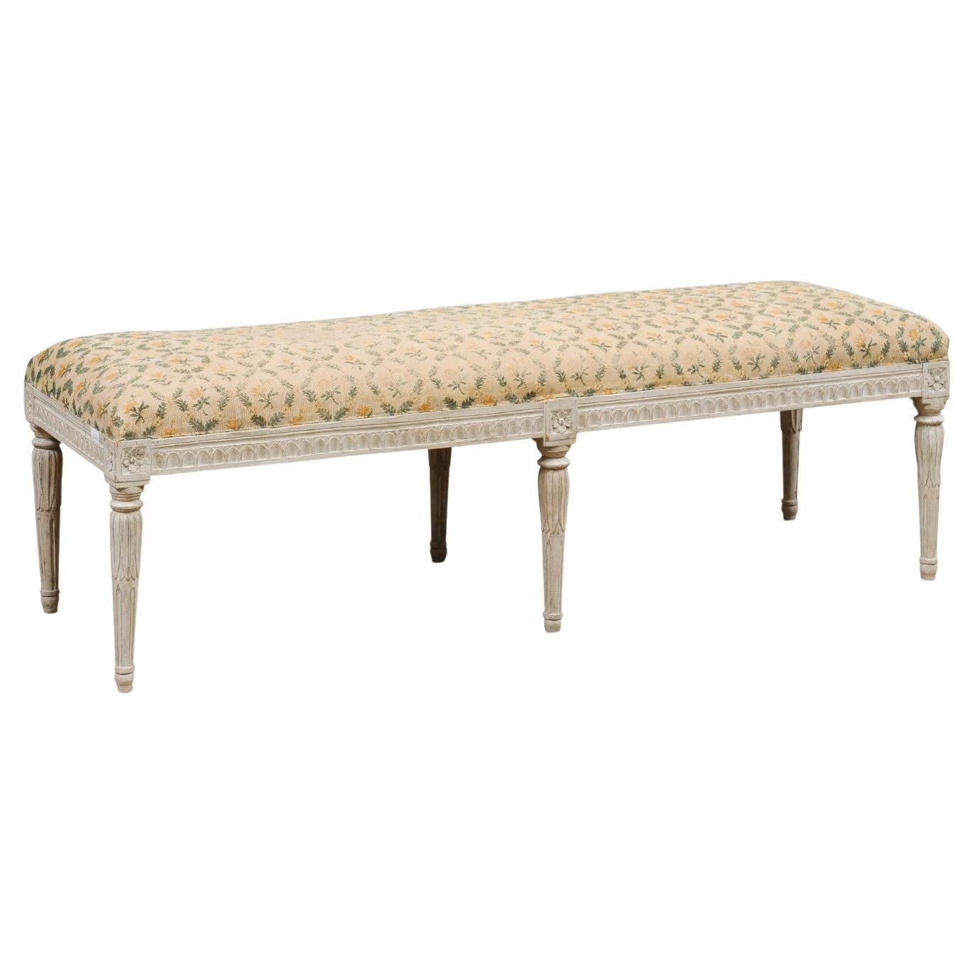 English 1820s Regency Period Black Bench with Painted Foliage and New ...