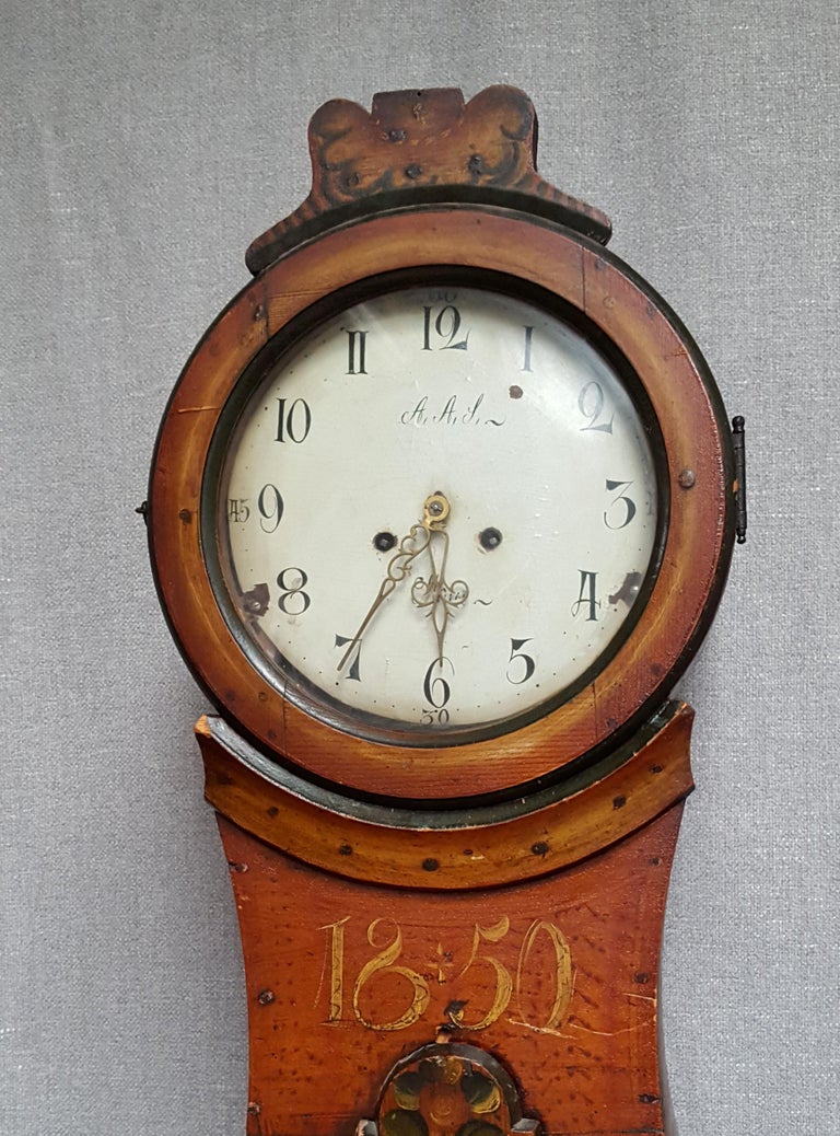 Swedish 1850 Folk Art Mora Clock Antique Country Painted Original at ...