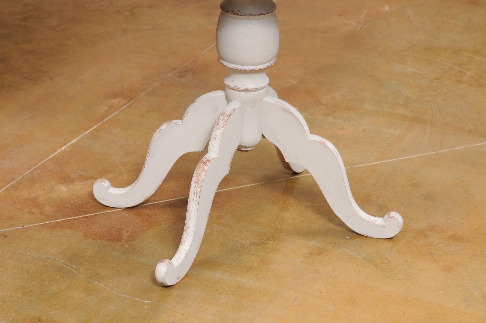 Swedish 1860s Painted Oval Pedestal Table with Carved Apron and ...