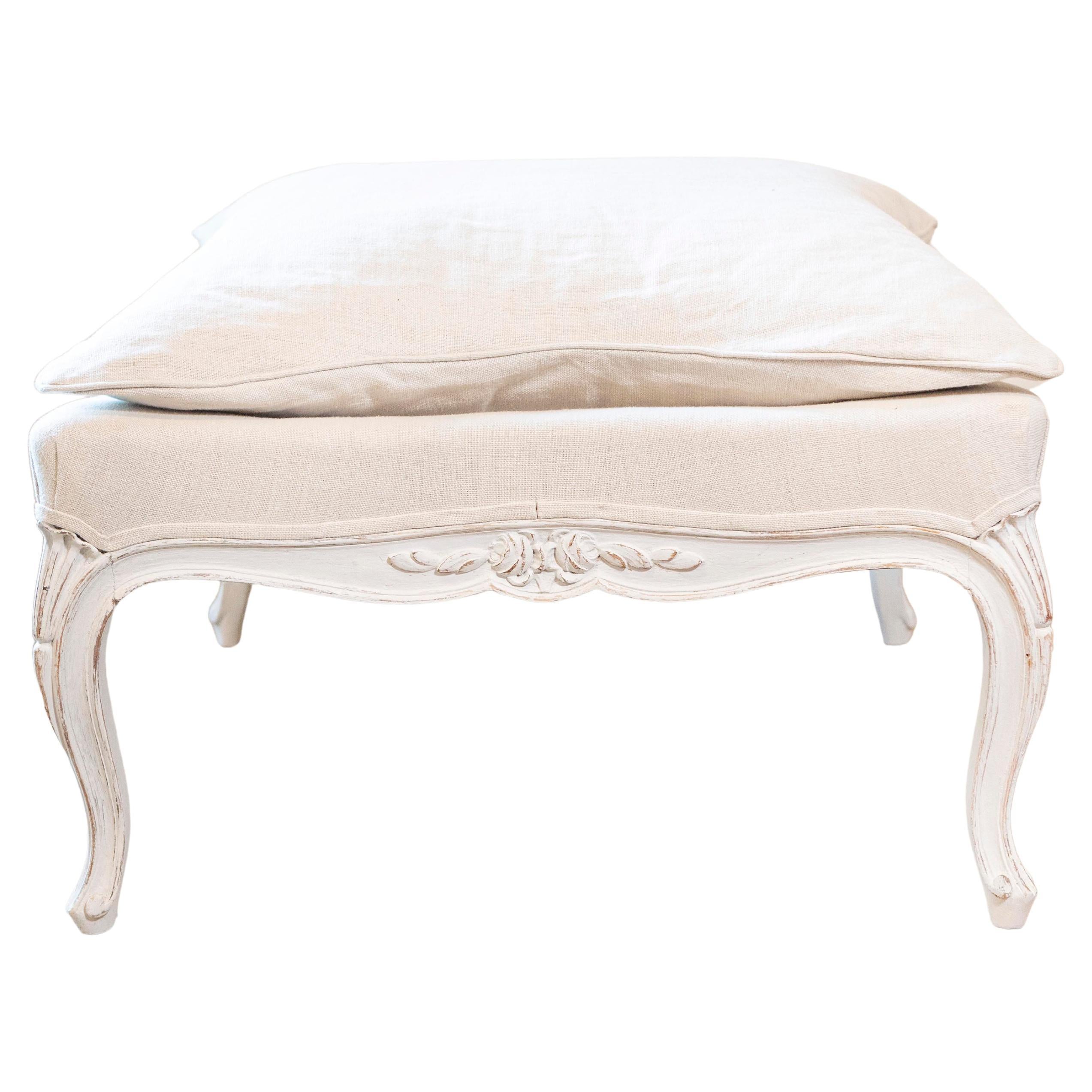 Swedish 1890s Rococo Revival Painted Wood Stool with Carved Floral ...