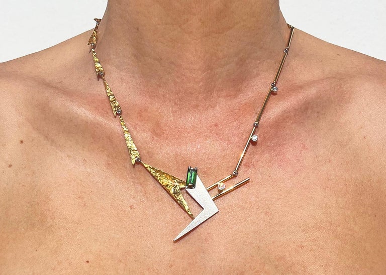 Swedish 18k Gold, Diamonds and Tourmaline Necklace Made Year 1995 For ...