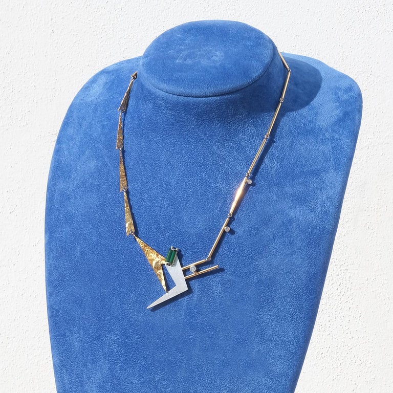 Swedish 18k Gold, Diamonds and Tourmaline Necklace Made Year 1995 For ...