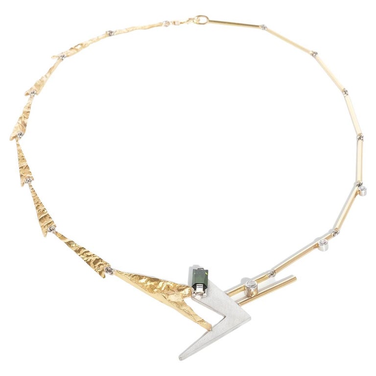 Swedish 18k Gold, Diamonds and Tourmaline Necklace Made Year 1995 For ...