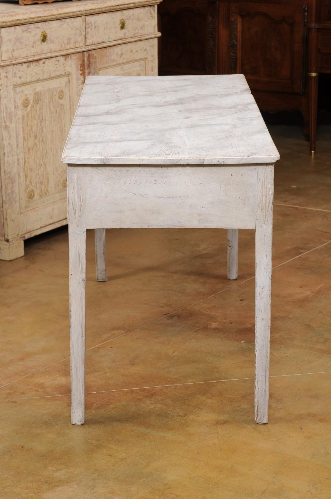 Swedish 1900s Gustavian Style Painted Console Table with Reeded Diamond ...