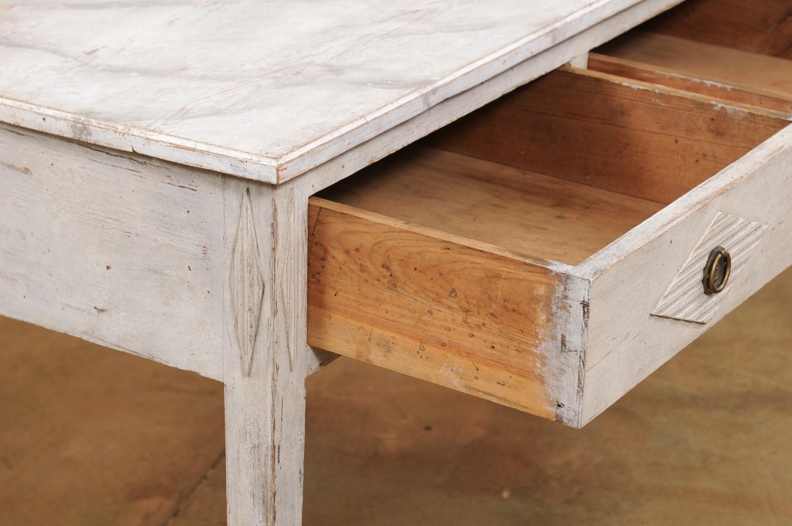 Swedish 1900s Gustavian Style Painted Console Table with Reeded Diamond ...