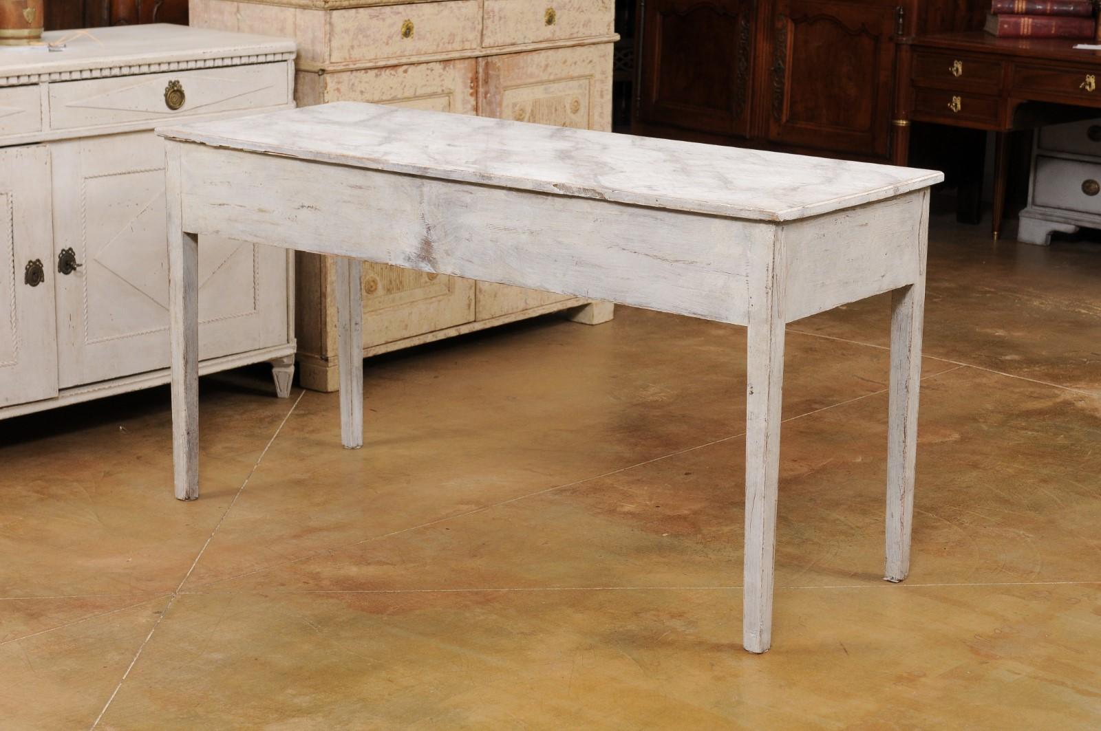 Swedish 1900s Gustavian Style Painted Console Table with Reeded Diamond ...