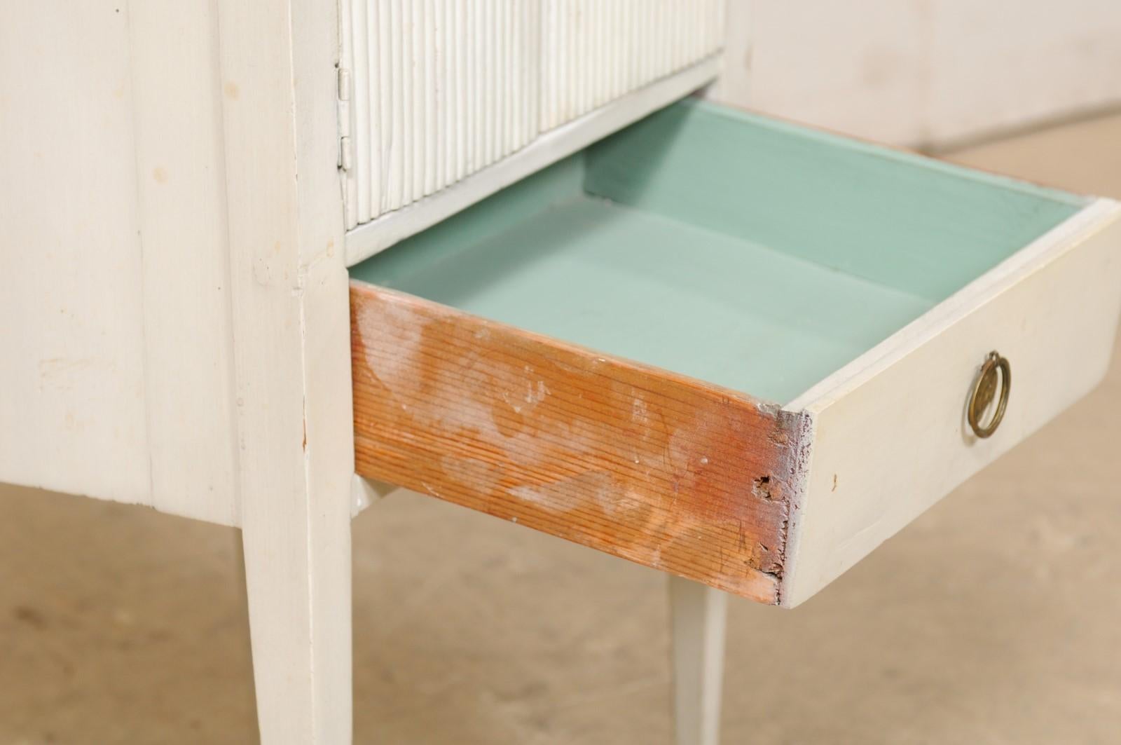 Swedish 19th C. Raised Side Chest, 'End Table', W/Reeded Doors For Sale ...