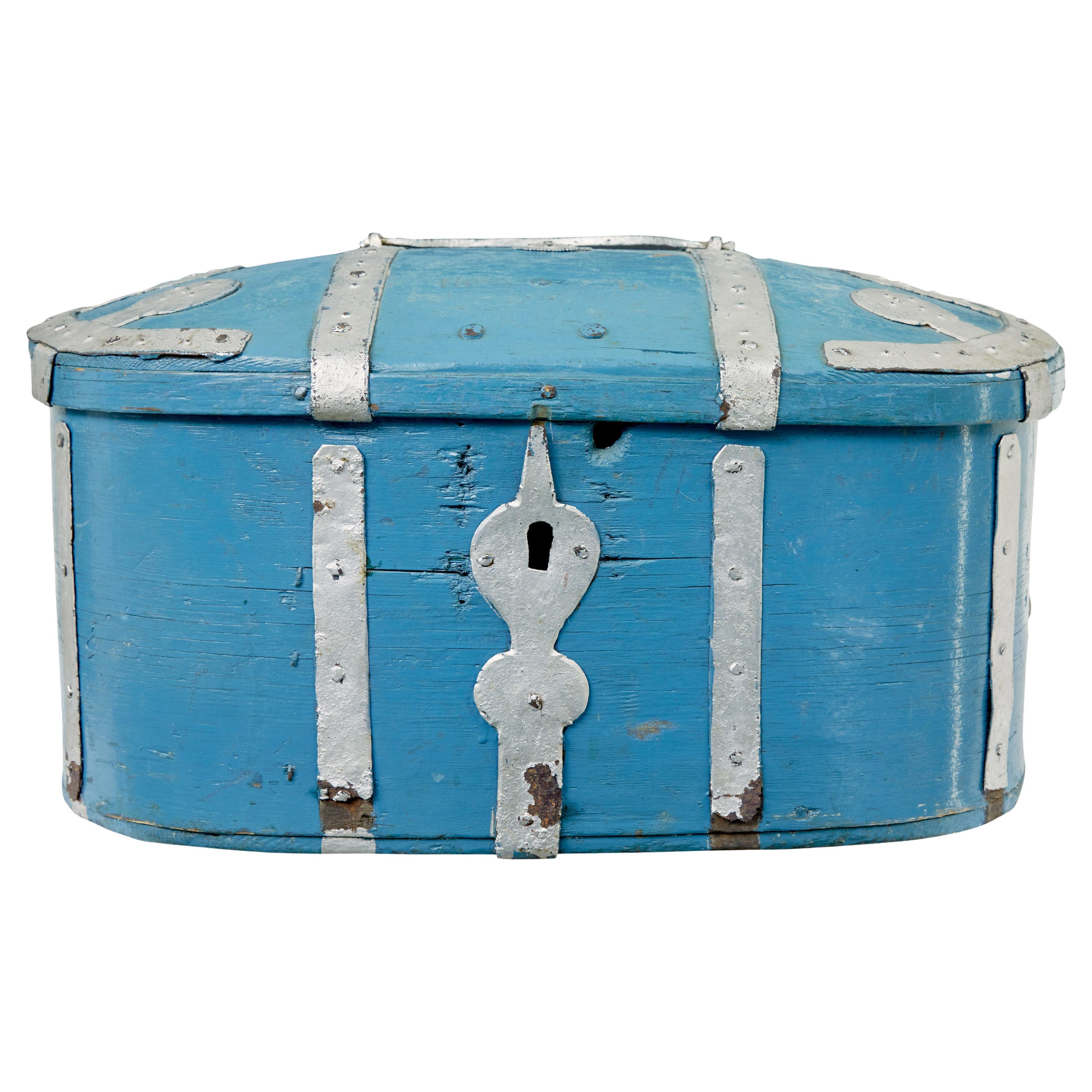 18th Century Swedish Blue Painted Wooden Box with Ironwork For Sale at ...
