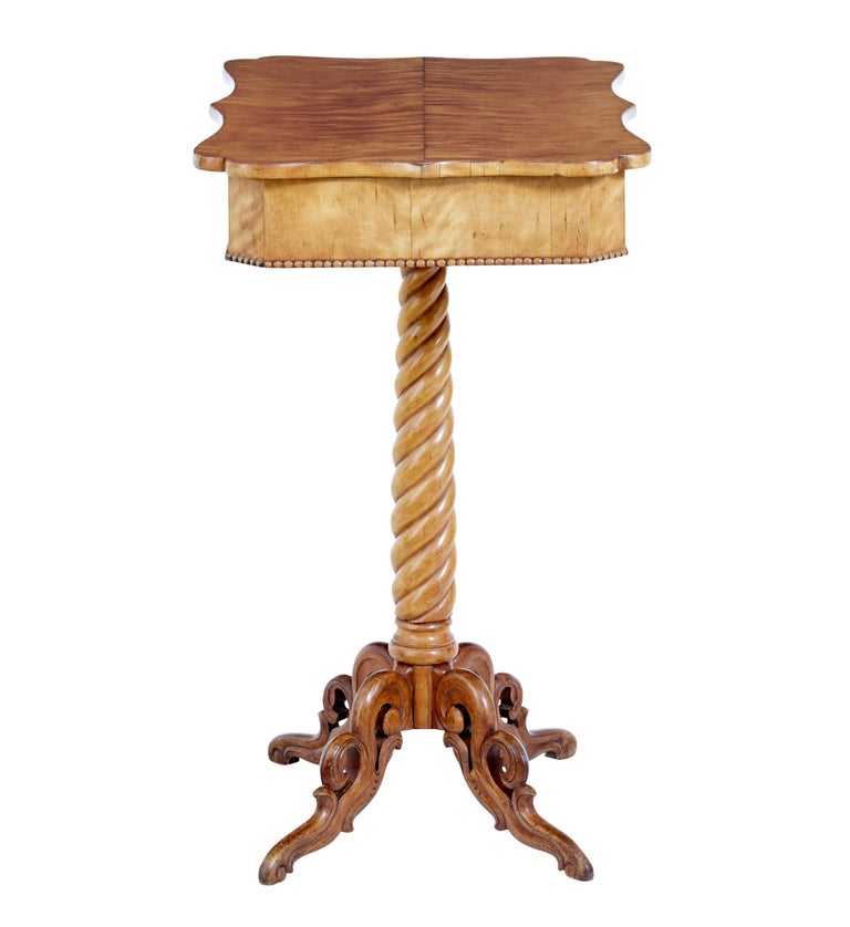 Swedish 19th Century Carved Birch Side Table For Sale at 1stDibs