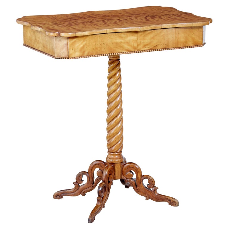 Swedish 19th Century Carved Birch Side Table For Sale at 1stDibs