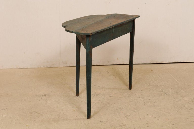 Swedish 19th Century Demilune Table with Much of its Original Teal Blue ...