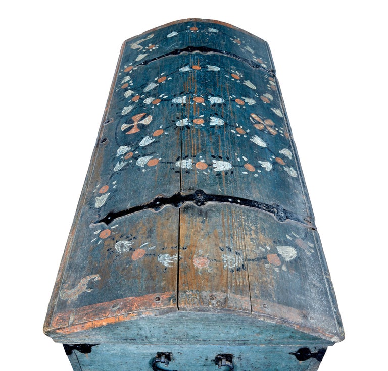 Swedish 19th Century Folk Art Hand Painted Dome Top Coffer For Sale at ...