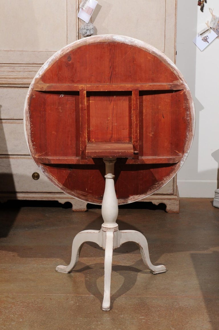 Swedish 19th Century Painted Wood Round Tilt-Top Table with Tripod Base ...