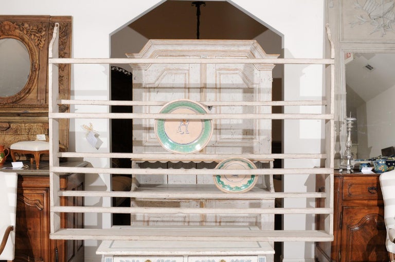 Swedish 20th Century Painted Wood Plate Rack with Distressed Painted ...
