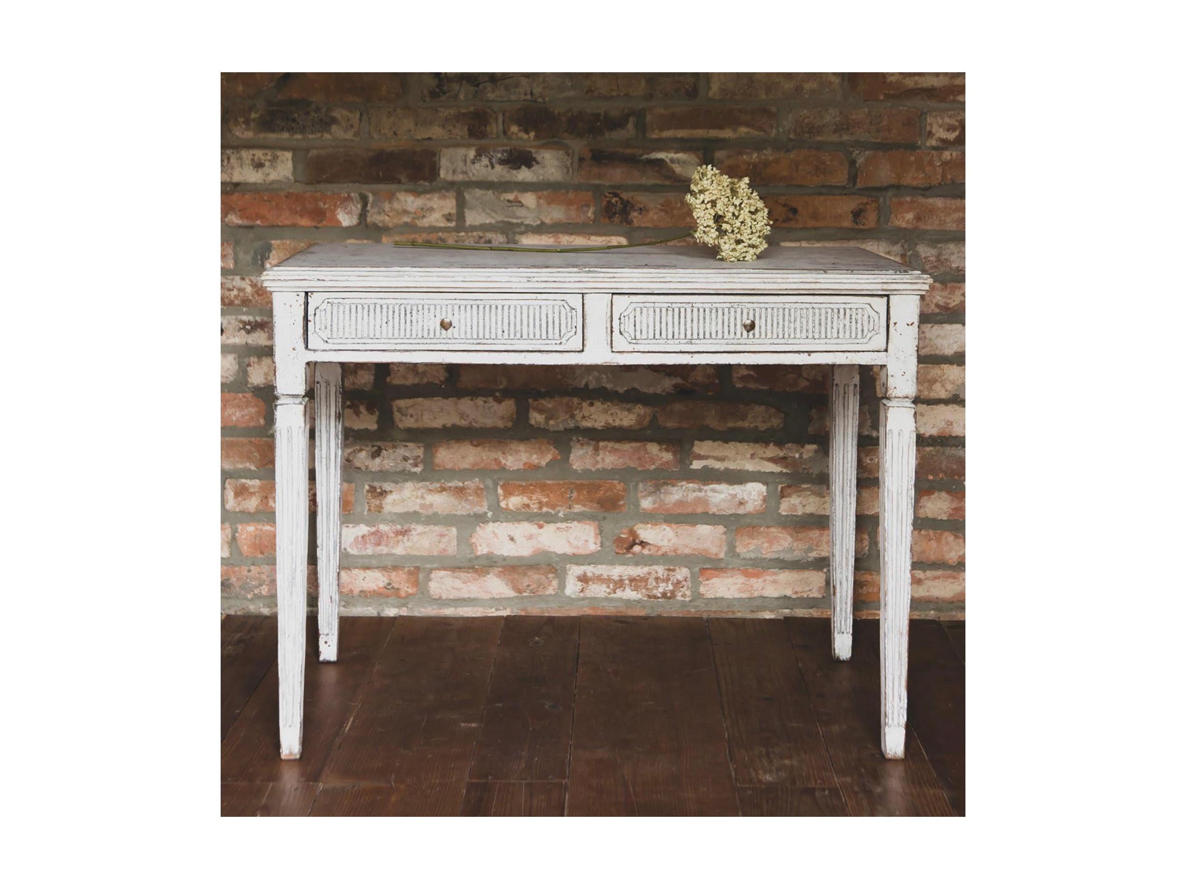 Swedish Antique Gustavian Console Table Desk Grey White Carved Detail ...