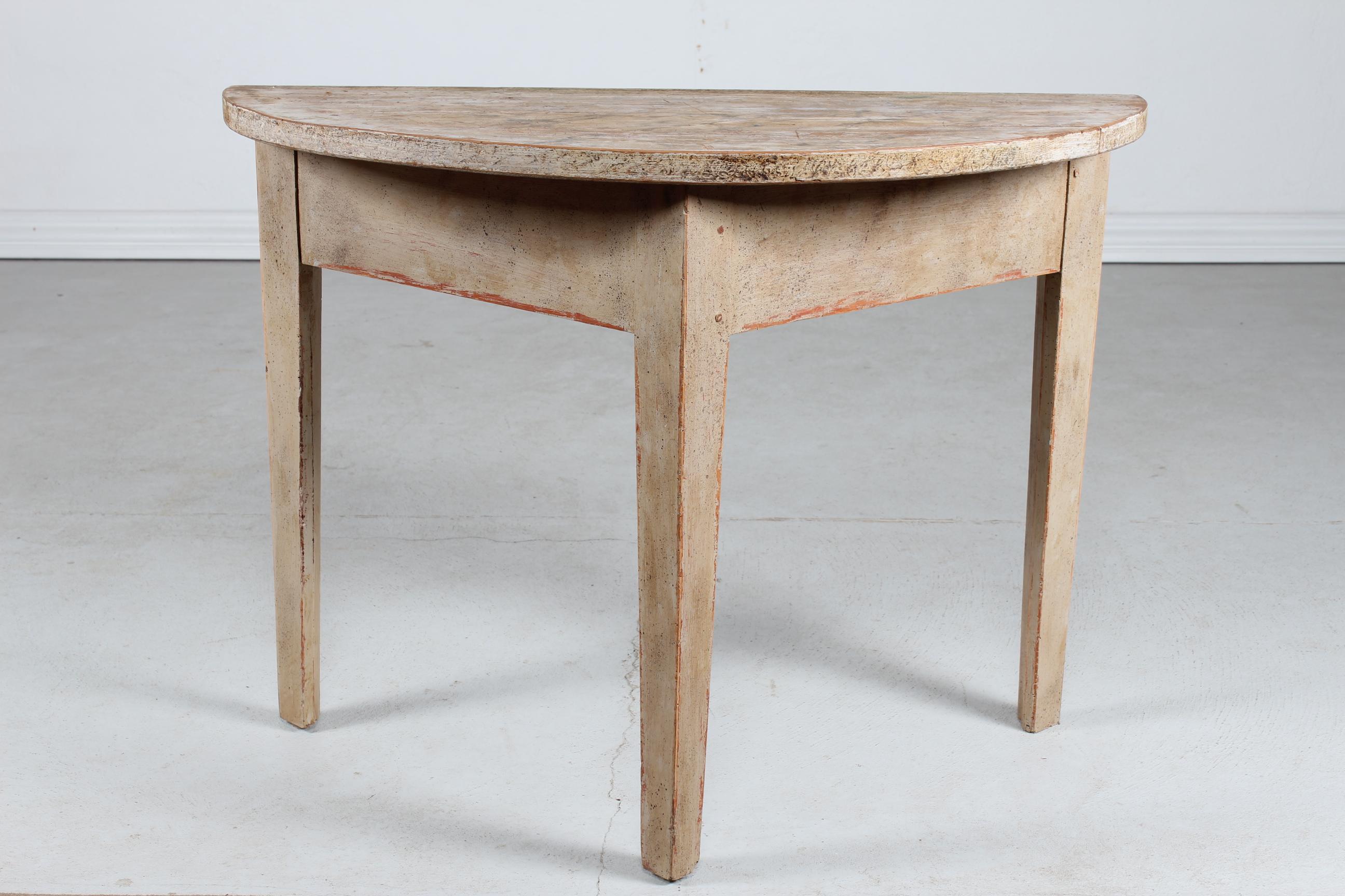 Swedish Antique Half-moon Console Table of Pine Wood, Mid 19th Century ...