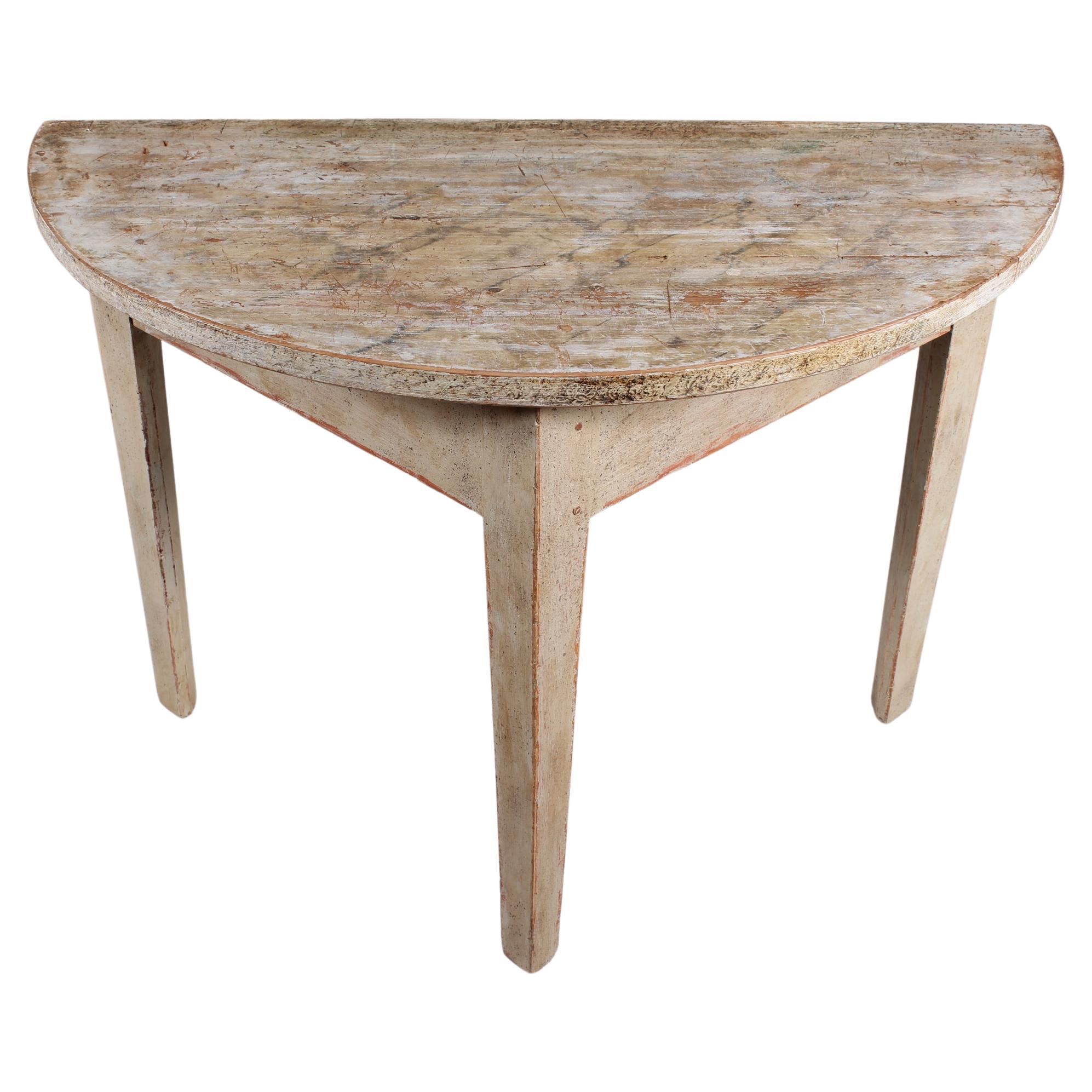 Swedish Antique Half-moon Console Table of Pine Wood, Mid 19th Century ...