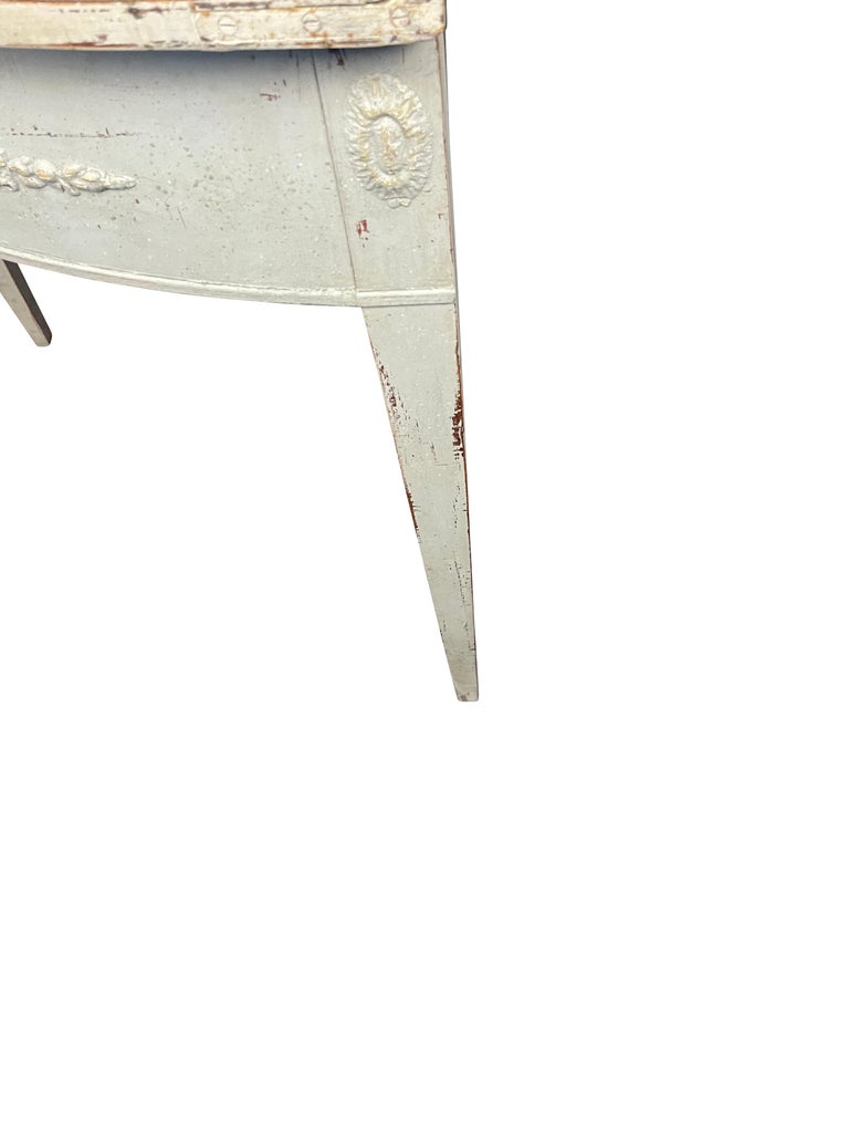 Swedish Antique Painted Demilune/ Console Table Flip Top with Harlequin ...