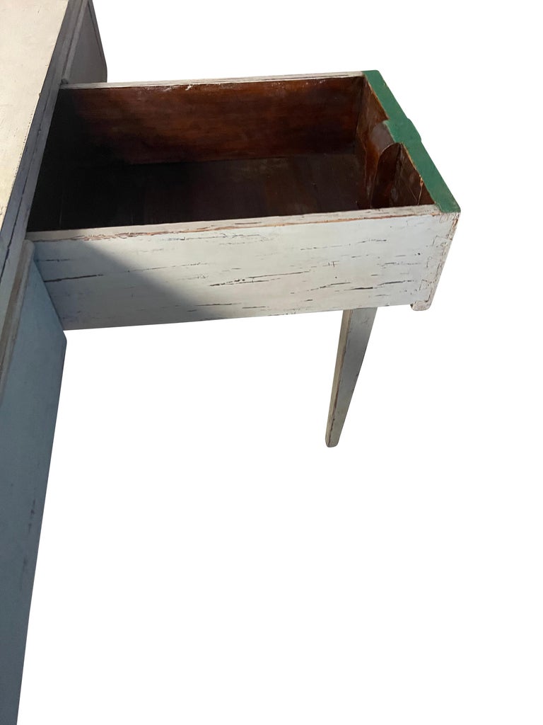 Swedish Antique Painted Demilune/ Console Table Flip Top with Harlequin ...