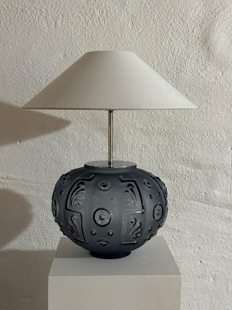 Swedish Art Deco Glass Table Lamp by Edvin Ollers, Elme Glass Factory ...