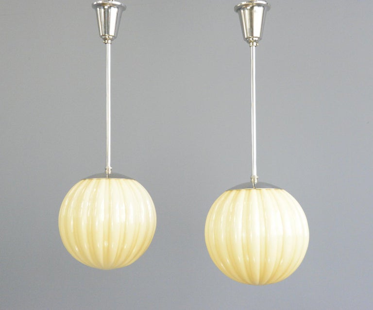 Swedish Art Deco Globe Pendant Lights, circa 1920s For Sale at 1stDibs
