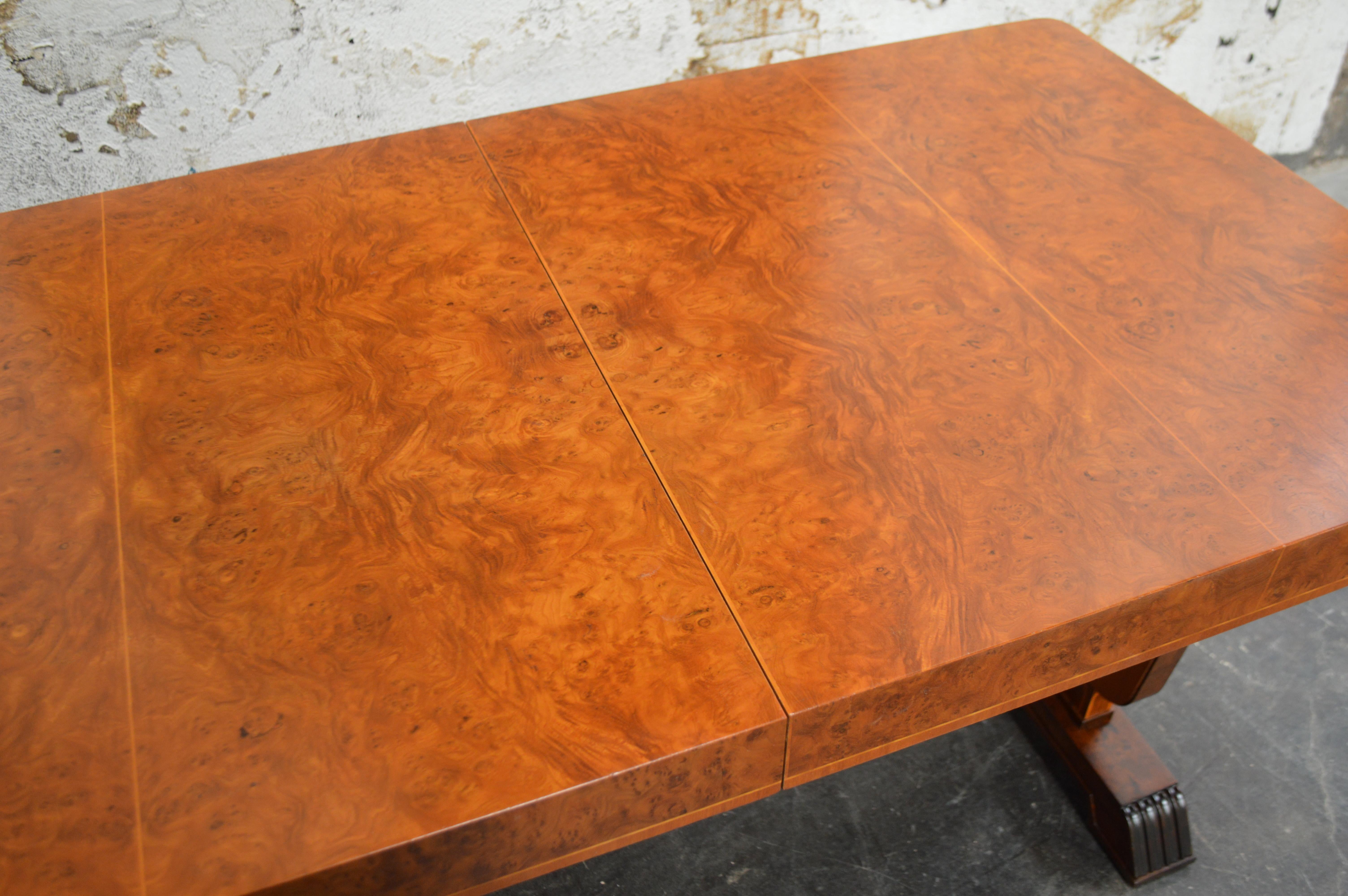 Swedish Art Deco Intarsia Inlay Bibliotek Table with Leaf at 1stDibs
