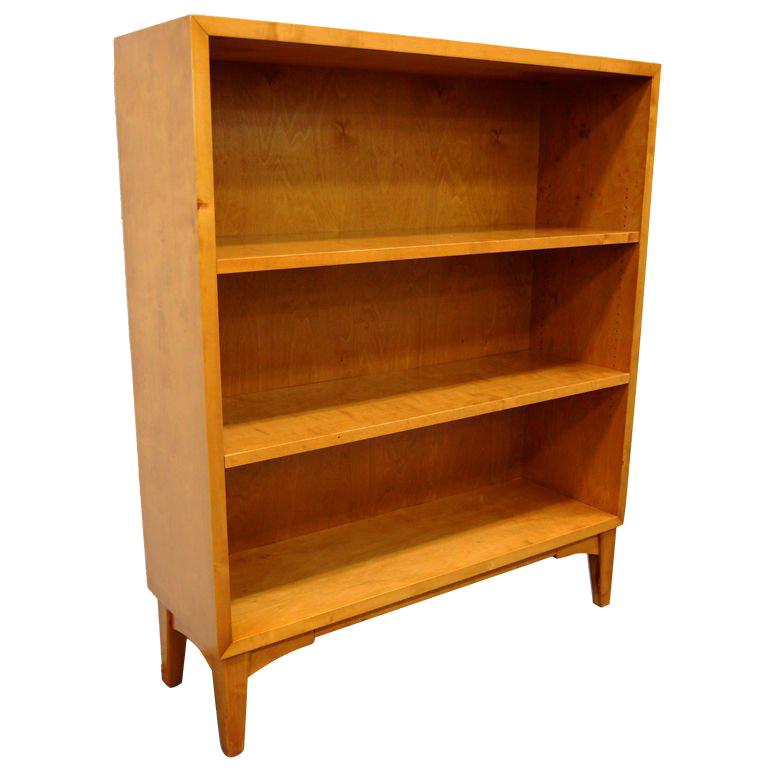 Swedish Art Moderne Golden Flame Birch Bookcase For Sale at 1stDibs