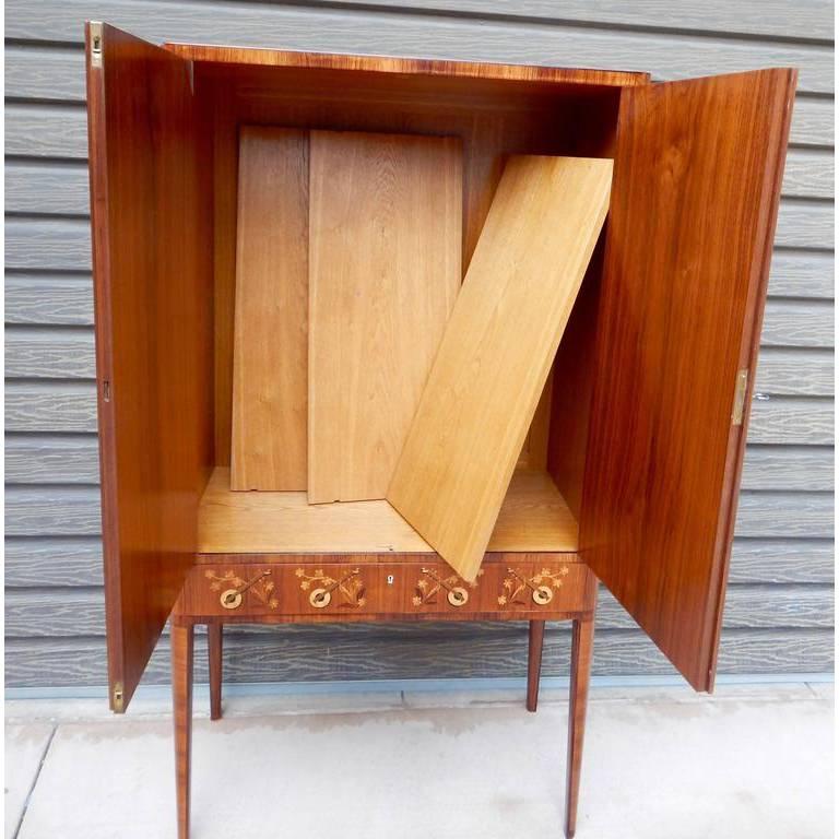 Swedish Art Moderne Storage Cabinet with Inlaid Musical Instruments ...