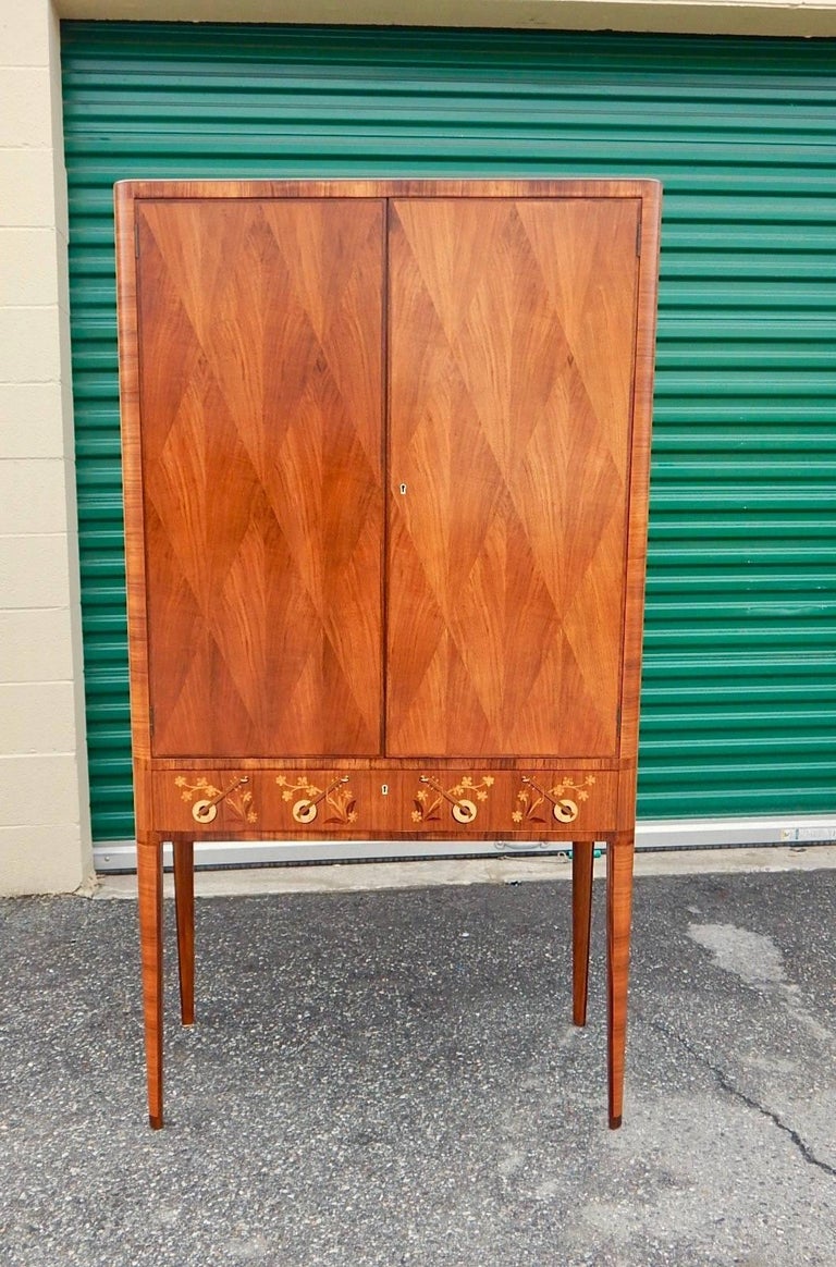 Swedish Art Moderne Storage Cabinet with Inlaid Musical Instruments ...