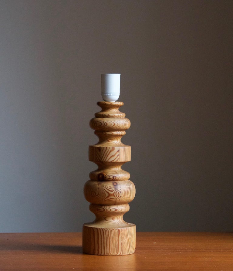 Swedish Artist, Freeform Table Lamp, Solid Pine, Sweden, 1979 For Sale ...