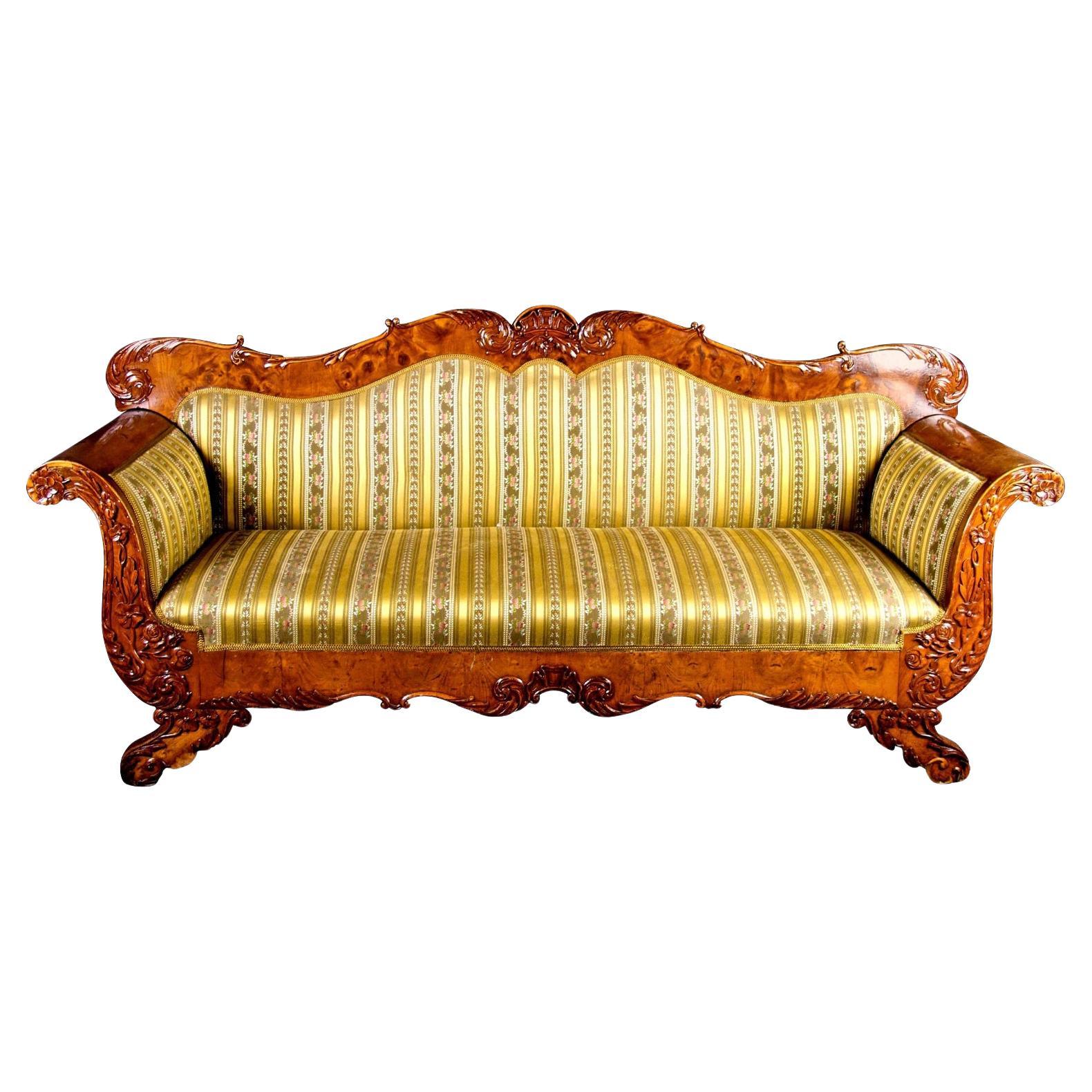 Small 19th century Swedish empire birch sofa For Sale at 1stDibs