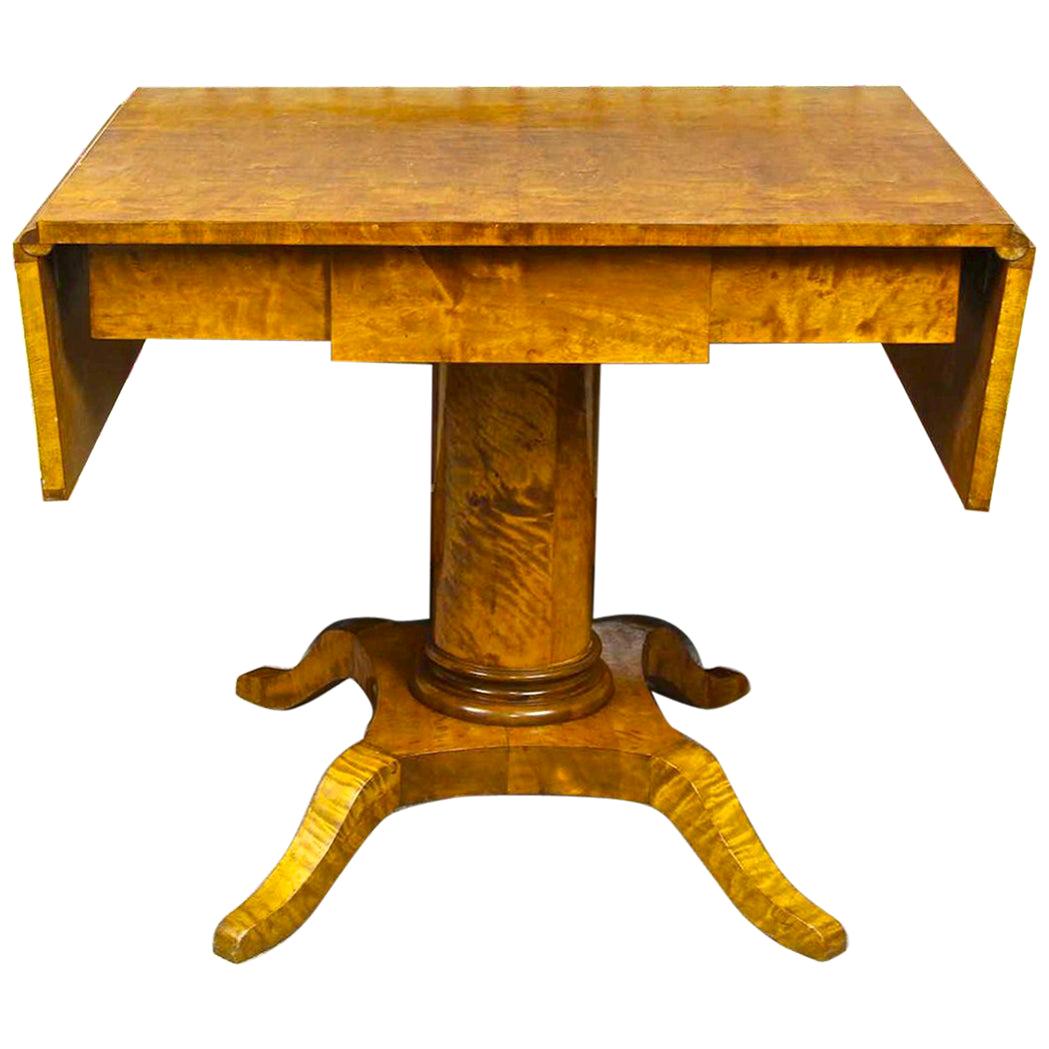 Large Drop-Leaf Table from Sweden or Norway in Solid Pine Wood, circa ...