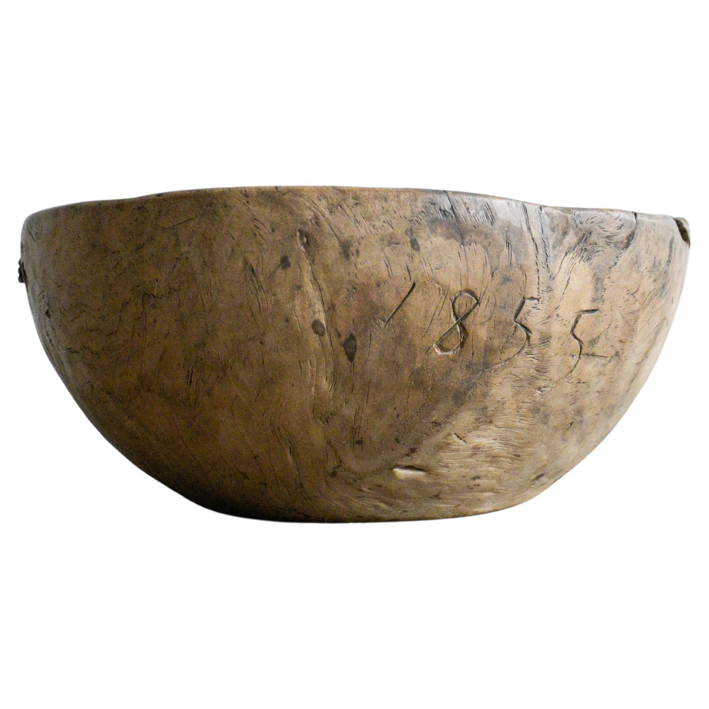 Swedish Birch Burl Bowl dated 1855 For Sale at 1stDibs