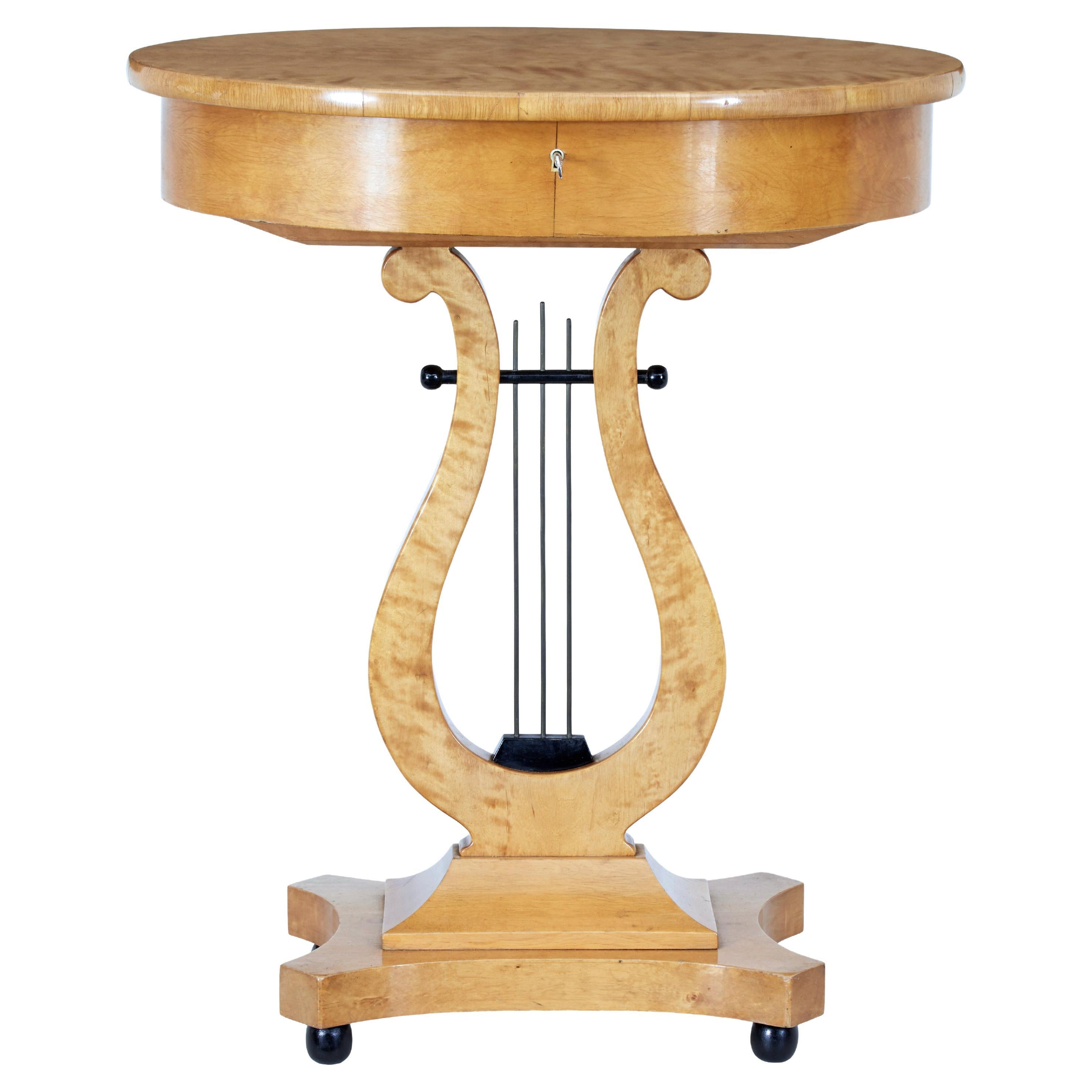 Swedish Birch Lyre Form Side Table at 1stDibs