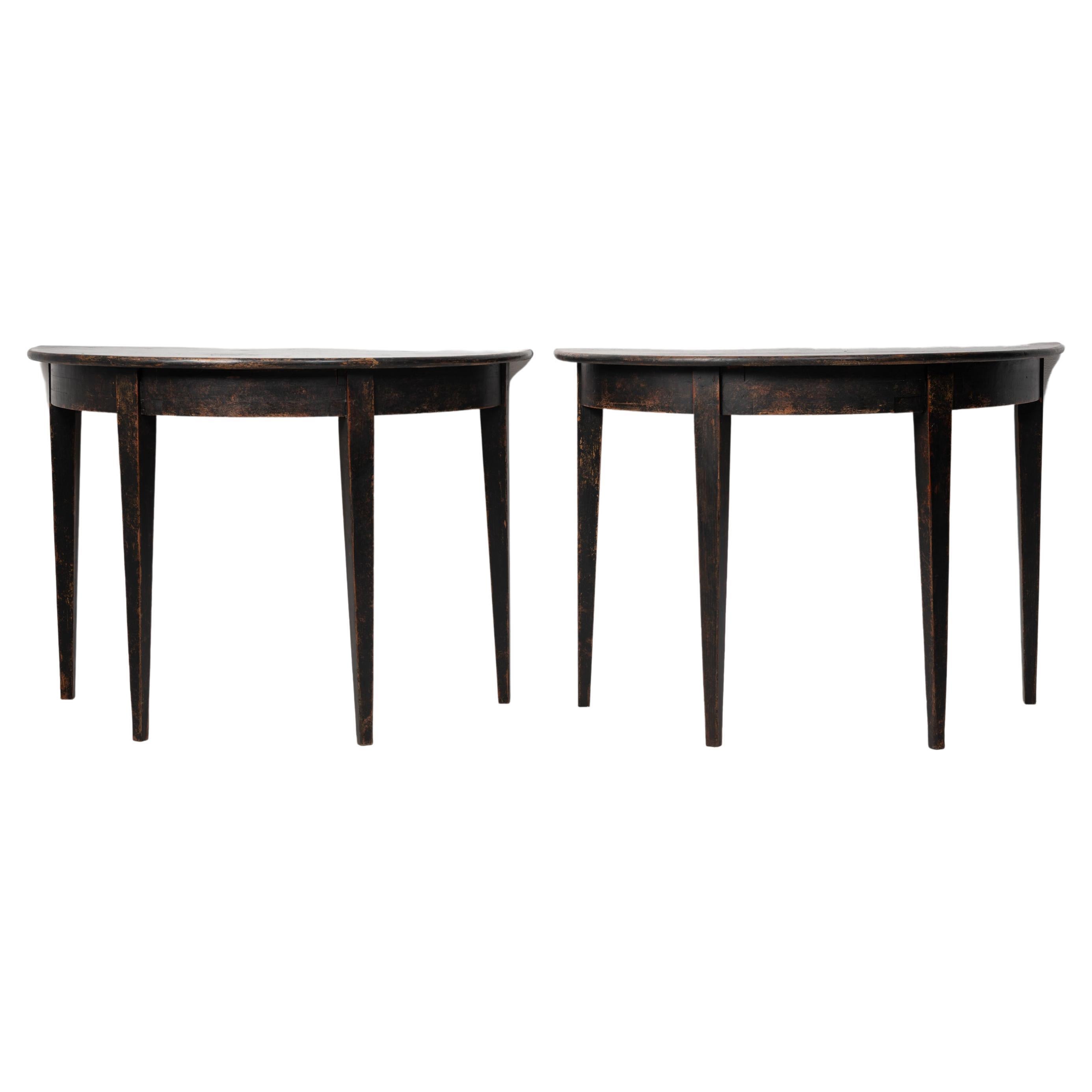 Pair of Gustavian Demi-Lune Tables For Sale at 1stDibs