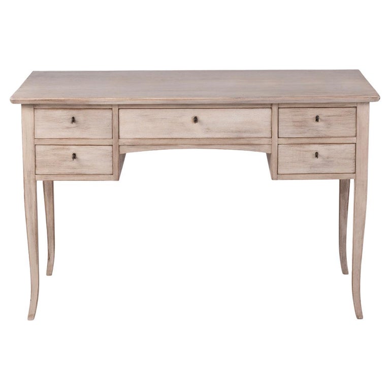 Swedish Bleached and Lime Washed Painted Writing Desk For Sale at 1stDibs