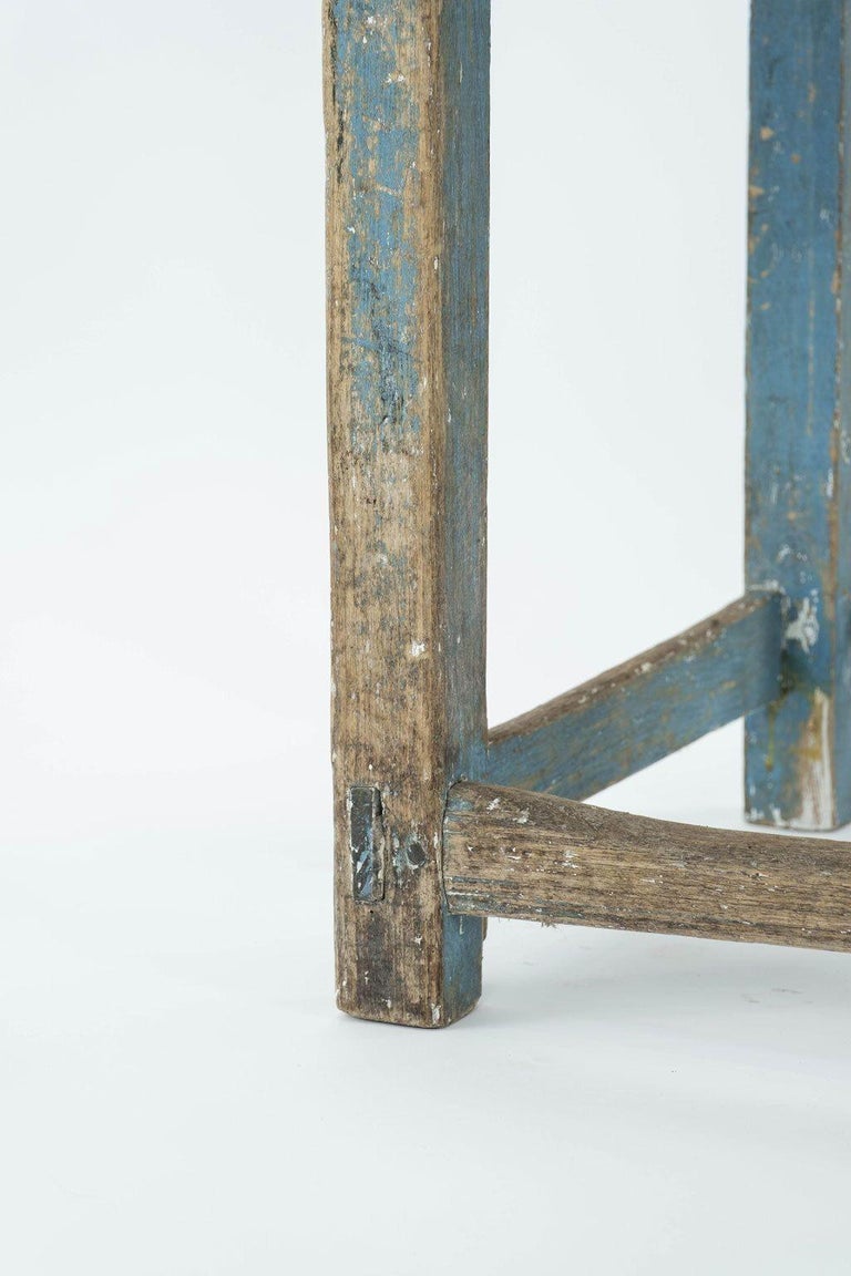 Swedish Blue-Painted Rustic Rococo Side Chair For Sale at 1stDibs