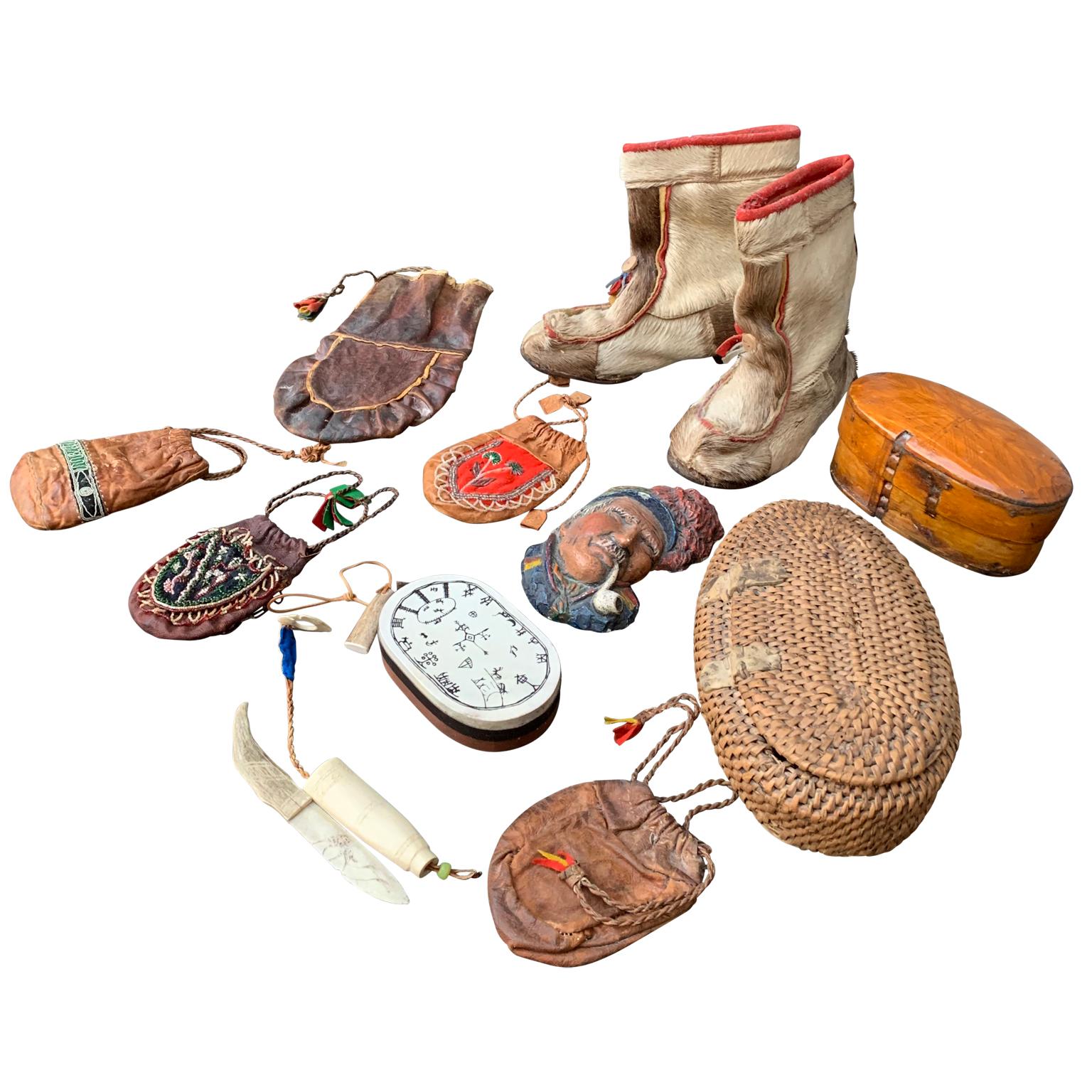 Swedish Collection of 11 Sami Folk Art Objects from Lappland For Sale ...