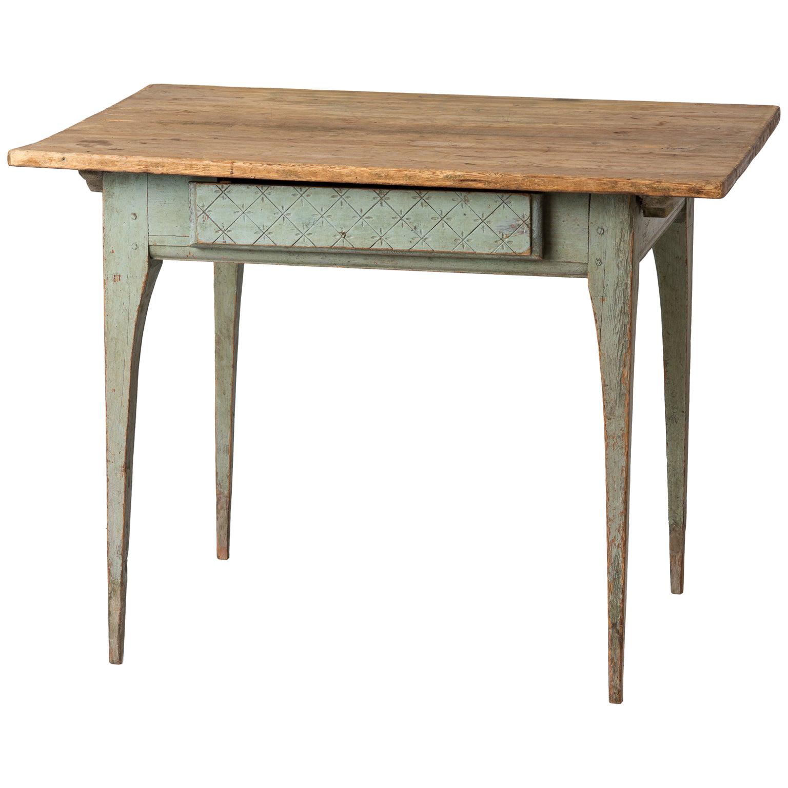 Swedish Country Table with Green Paint and Scrubbed Top, circa 1800 For ...