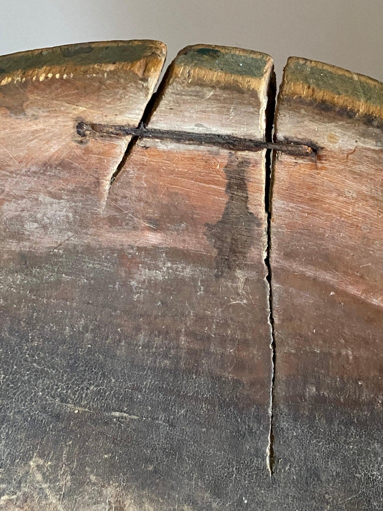 Swedish Craft, Unique Large Organic Bowl, Green Painted Wood Metal ...