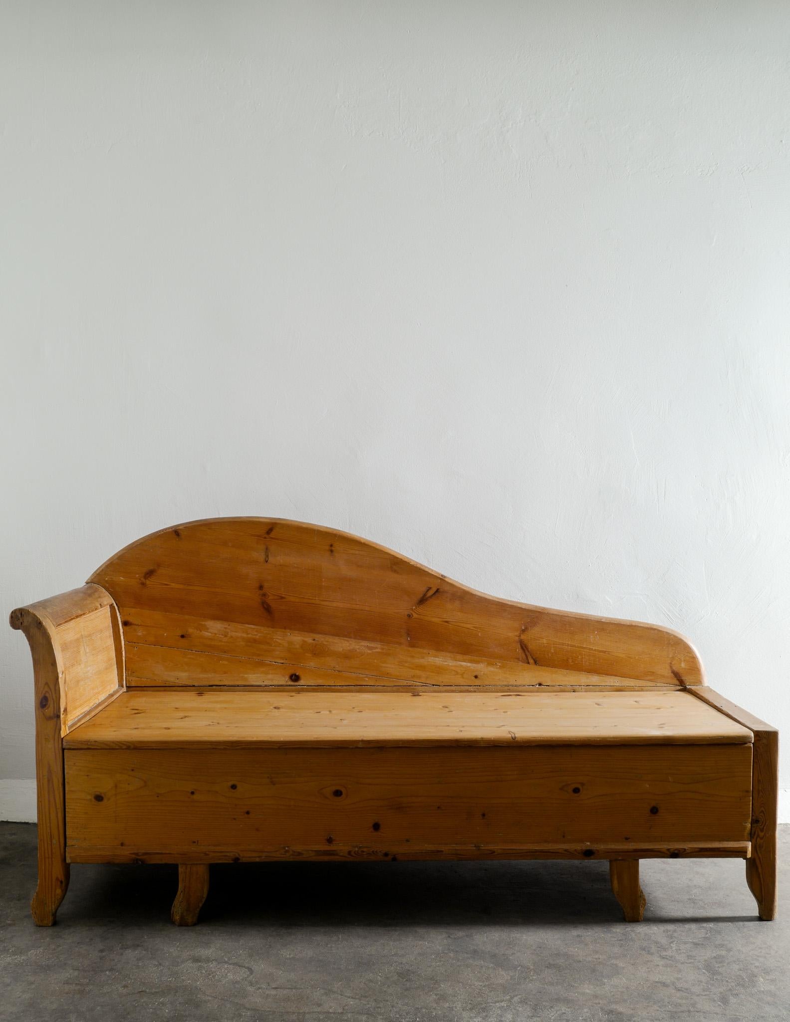 Swedish Curved Sofa Canapé in Solid Stained Pine Produced in Sweden ...
