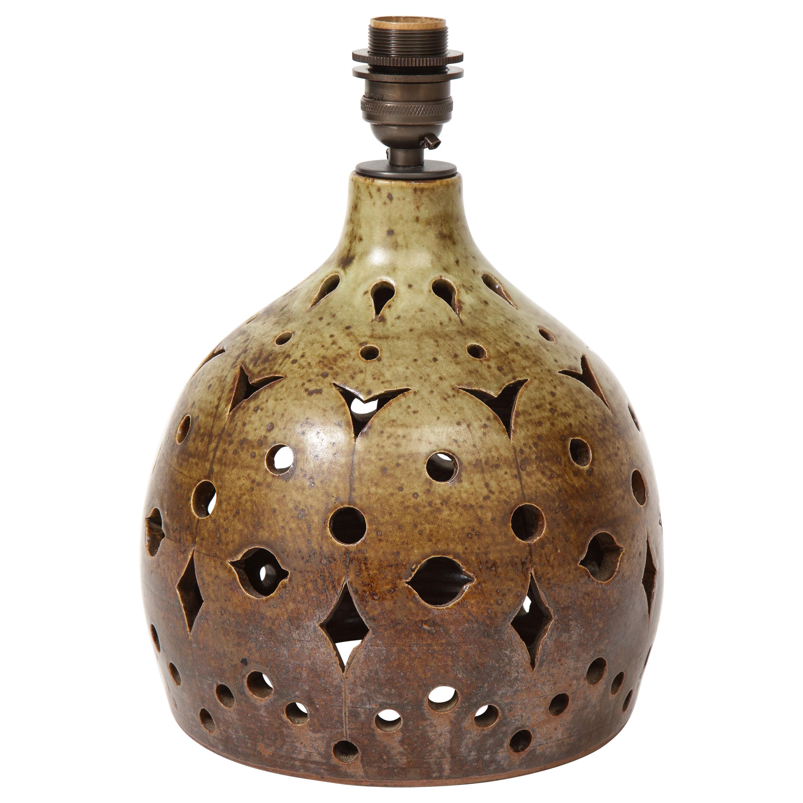 Jean Morel Cut-out Ceramic Vintage Lamp, France, c. 1950 at 1stDibs